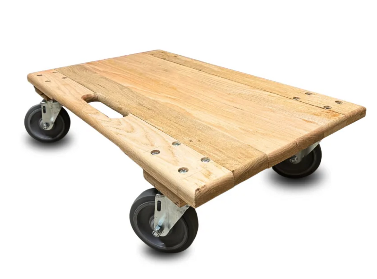 18" X 30" Premium Solid Deck/Solid Top Oak Dolly - 4 Inch Wheel - 960 ...